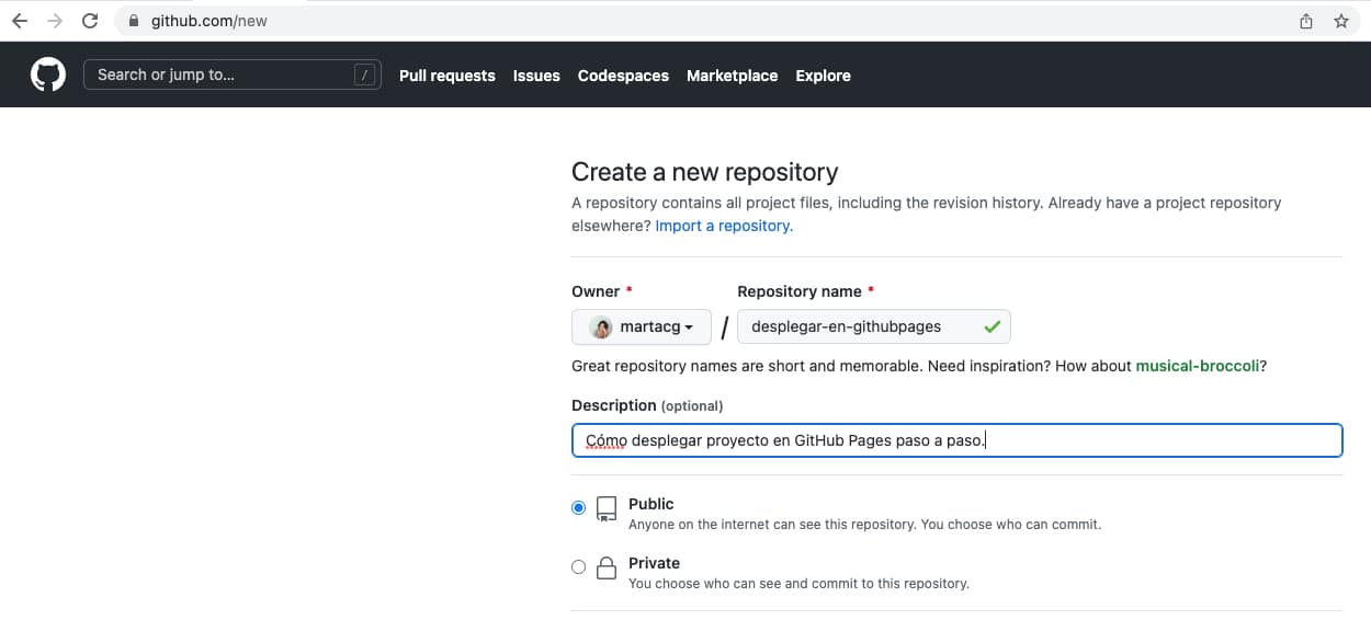 Desplegar proyectos en GitHub Pages